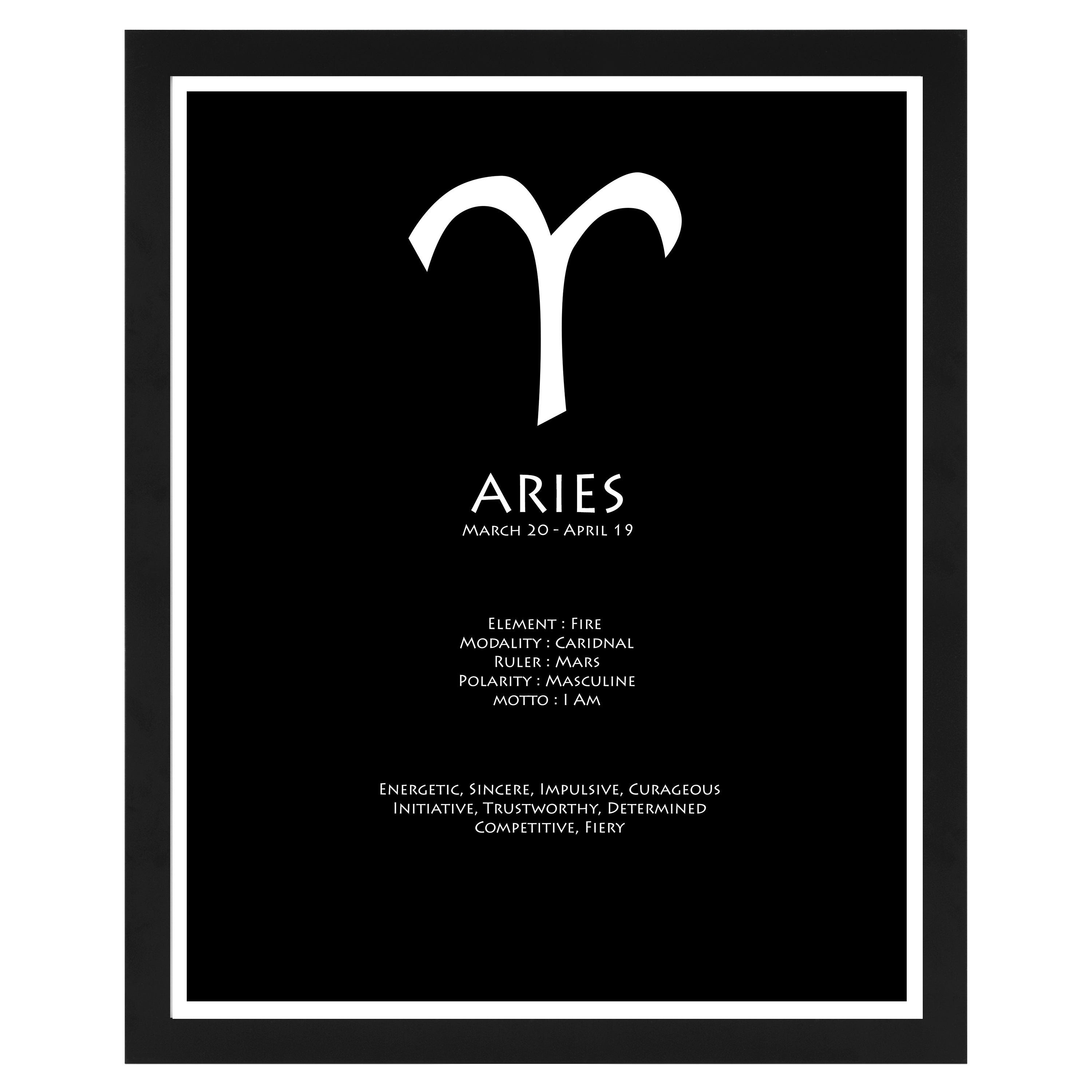 Minimal Black and White Aries Zodiac Sign - Wall Art - Astrology ...