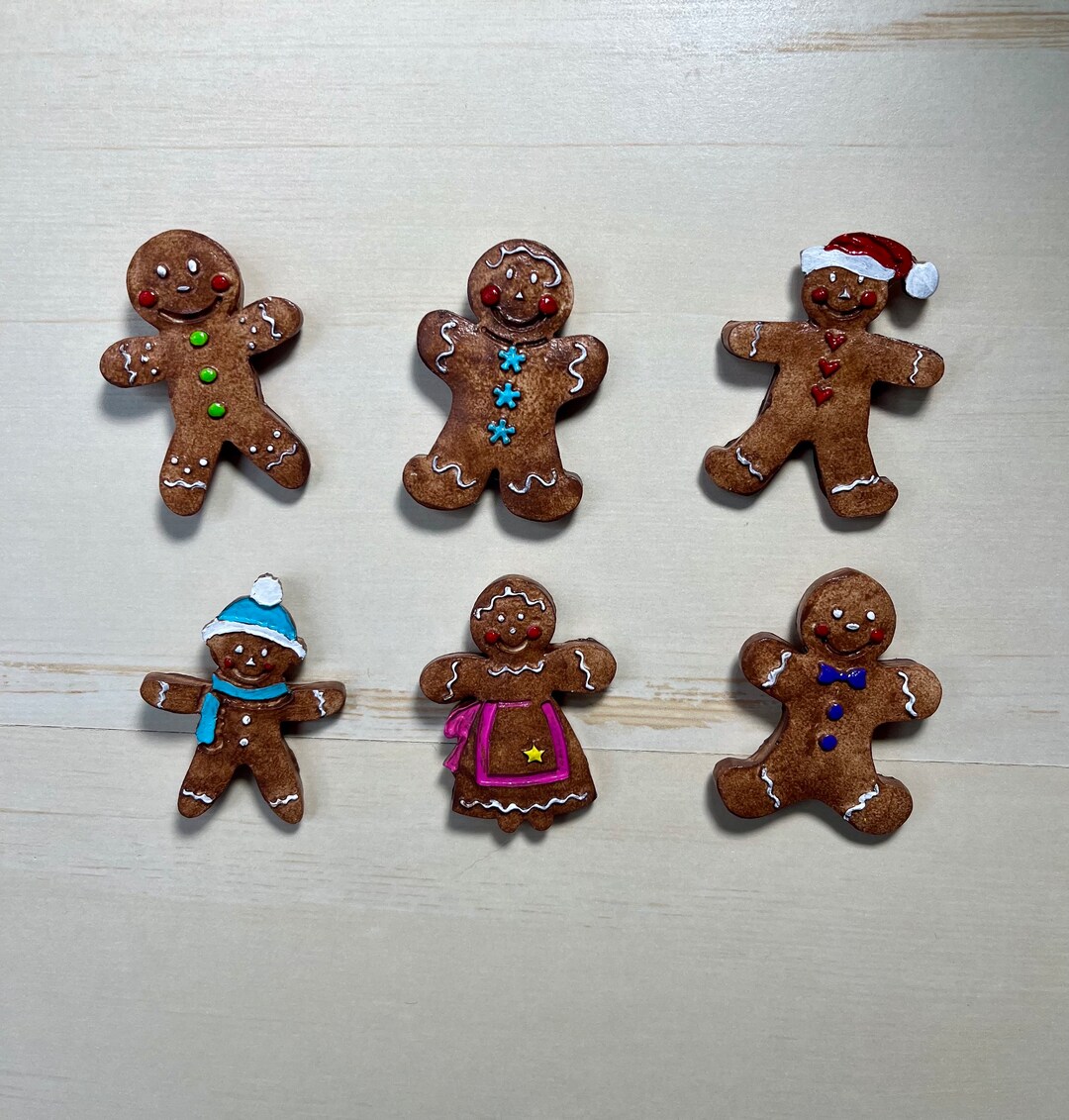 Cute Gingerbread Man Magnets Set of 6 Christmas Decor - Etsy