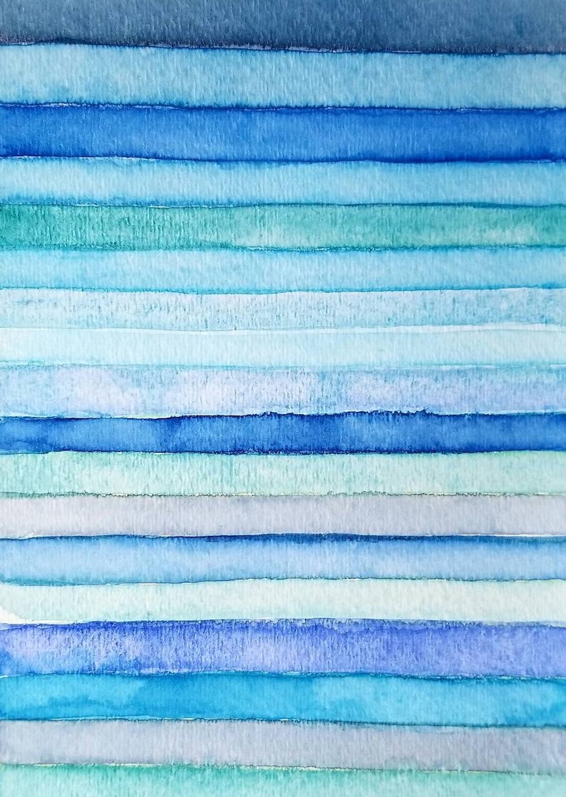 Abstract Stripes Watercolor Modern Minimalist Original Watercolor ...