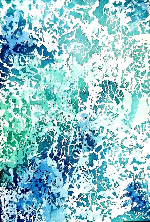 Abstract Water Ocean Seafoam Original Watercolor Painting | Etsy