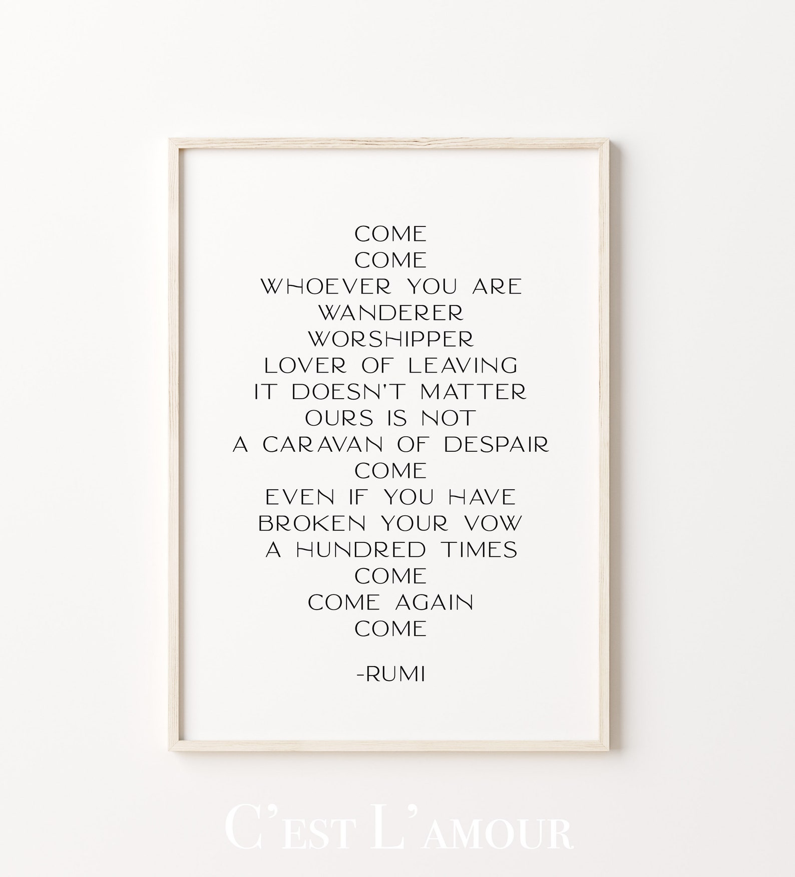 Rumi Poem || Come Come Whoever You Are || Typography Printable Art - Etsy