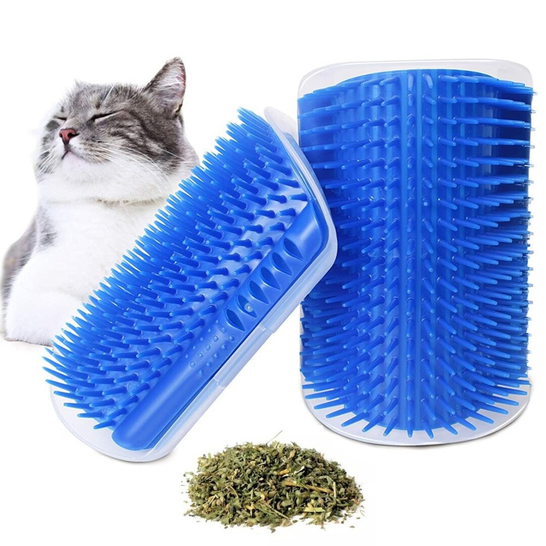 Cat Self Groomer With Catnip | Wall Brush Cat Corner Scratcher | Face ...