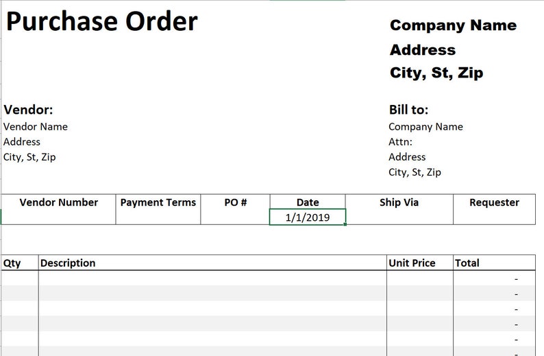 Purchase Order Templates - Etsy