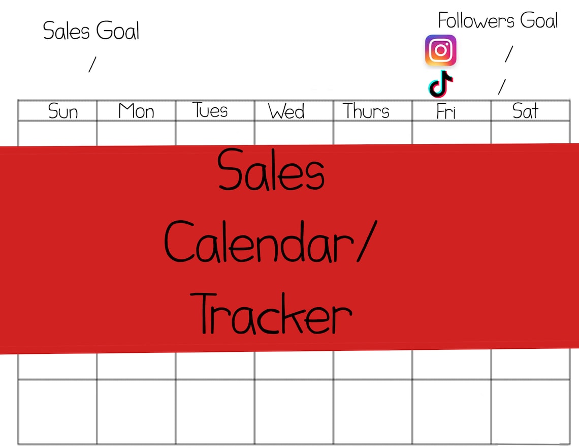 Monthly Sales Tracker, Sales Calendar, Follower Tracker, Monthly Goal ...