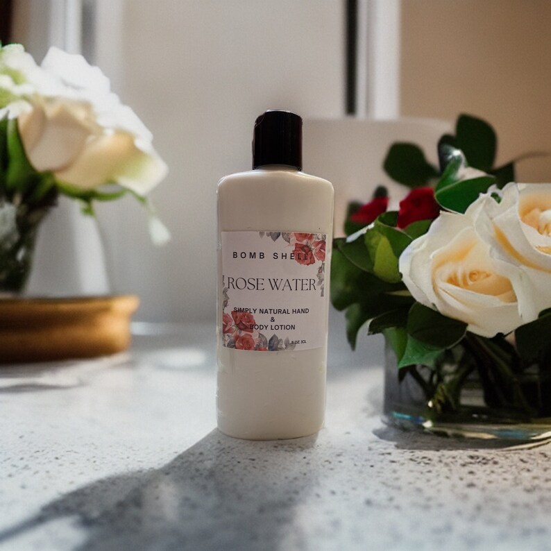 Natural Rose Water Hand and Body Lotion With Shea Butter, Cocoa Butter ...