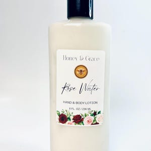 Natural Rose Water Hand and Body Lotion With Shea Butter, Cocoa Butter ...
