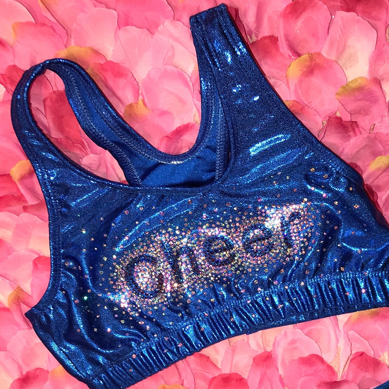 Blue Mystique Fabric AB Rhinestone Cheer/ Dance Separates - Etsy