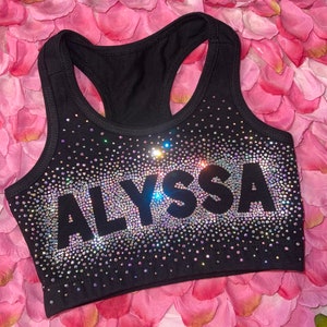 Beautiful Scatter AB Rhinestone Bold Cheer Practice Sports Bra - Etsy