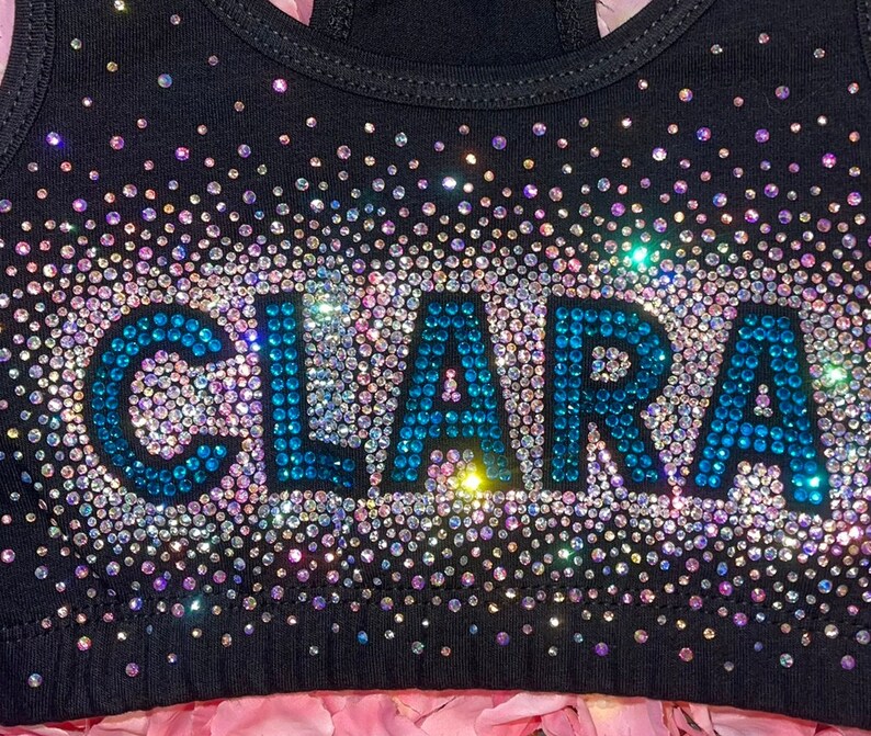 Beautiful Scatter AB Rhinestone Bold Cheer Practice Sports Bra - Etsy
