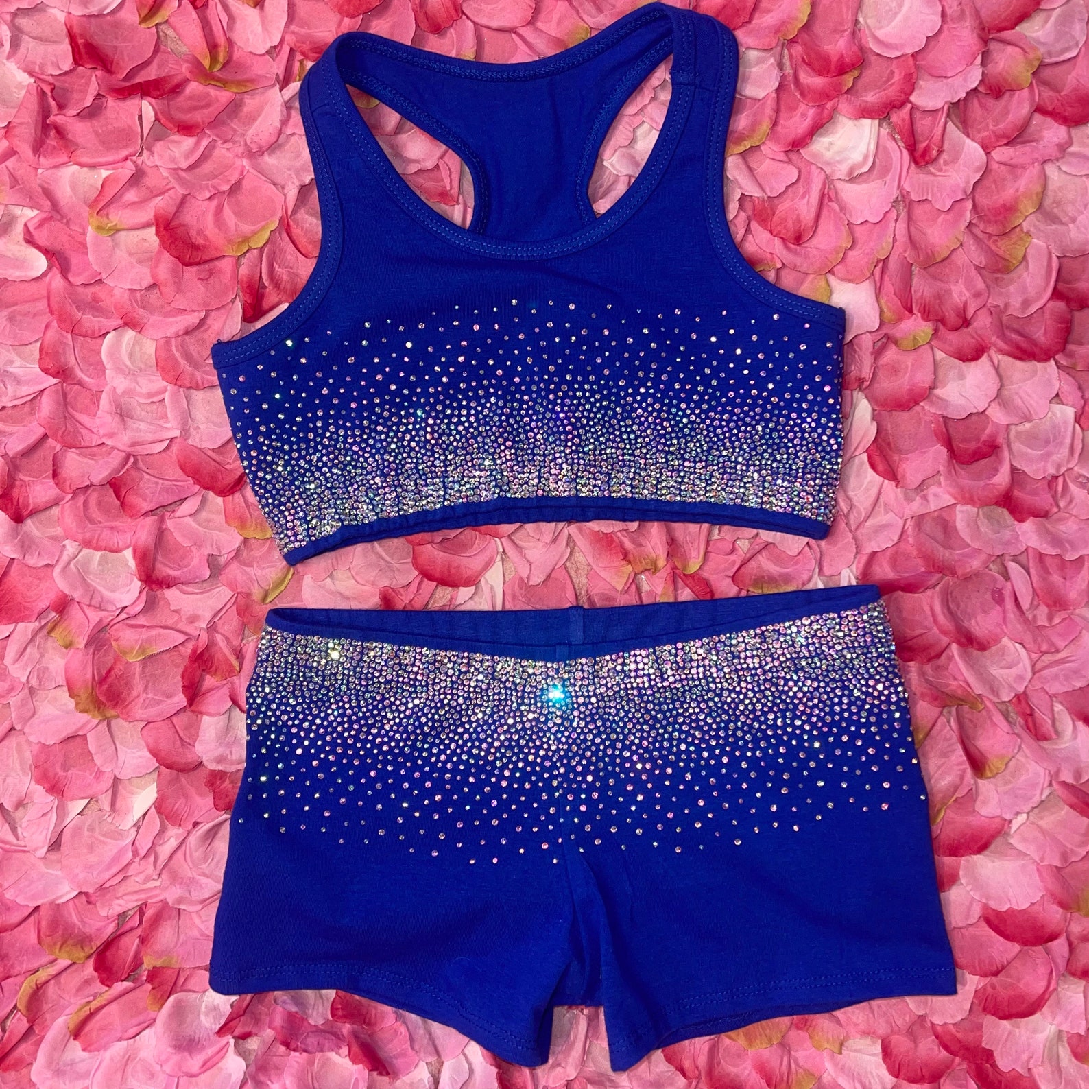 Heavy Ombré Style AB Rhinestone Cheer/ Dance Separates in Royal Blue ...