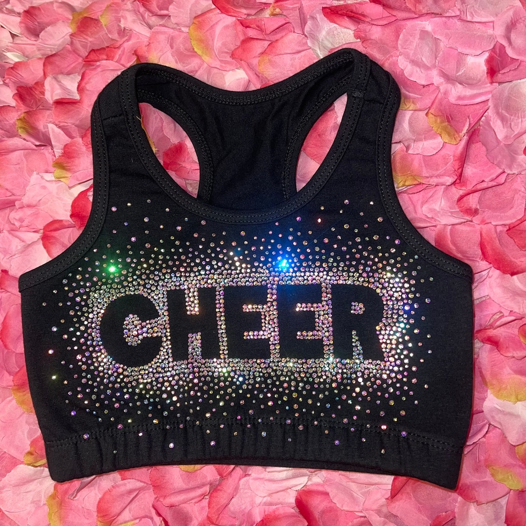 Beautiful Scatter AB Rhinestone Bold Cheer Practice Sports Bra - Etsy