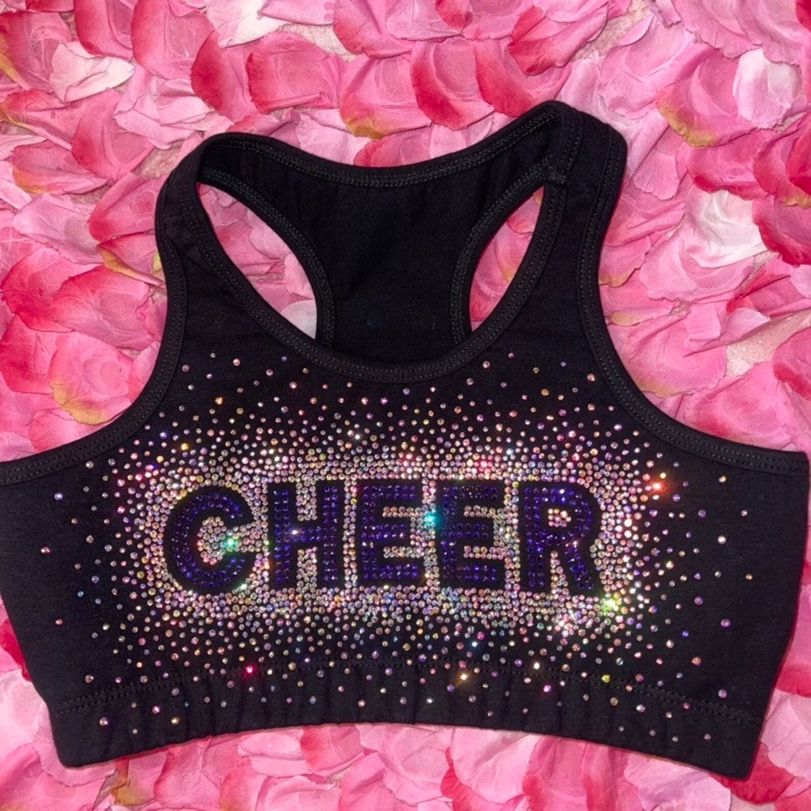 Beautiful Scatter AB Rhinestone Bold Cheer Practice Sports Bra - Etsy