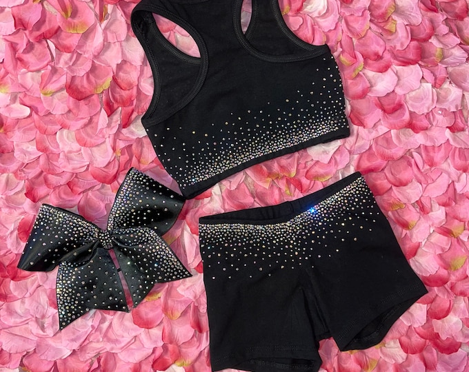 Light Ombré Scatter AB Rhinestone Sports Bra & Shorts With Custom ...