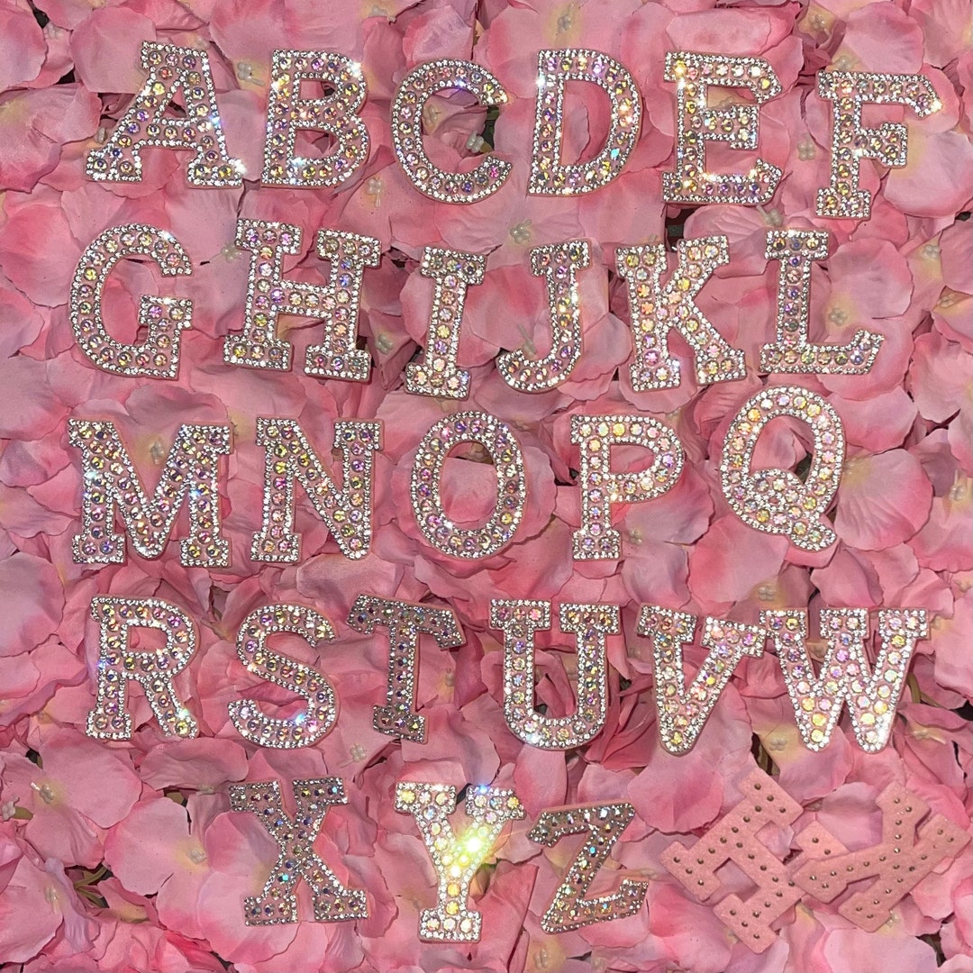 Individual Alphabet Letters in Pink or Mauve With AB Rhinestones for ...