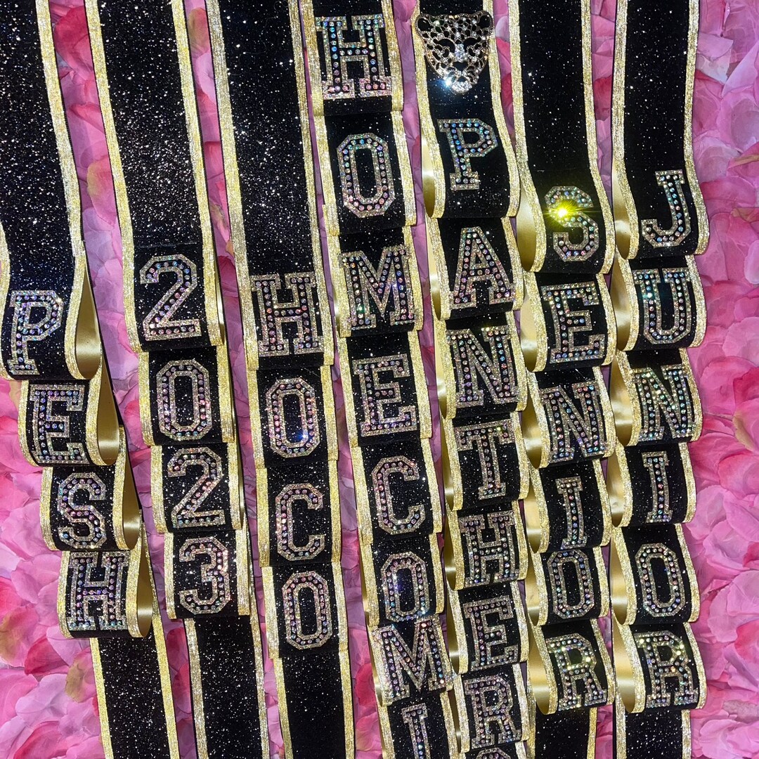 DIY Kit Strips for Fancy Name or Senior Rhinestone Glitter Loop Braid ...