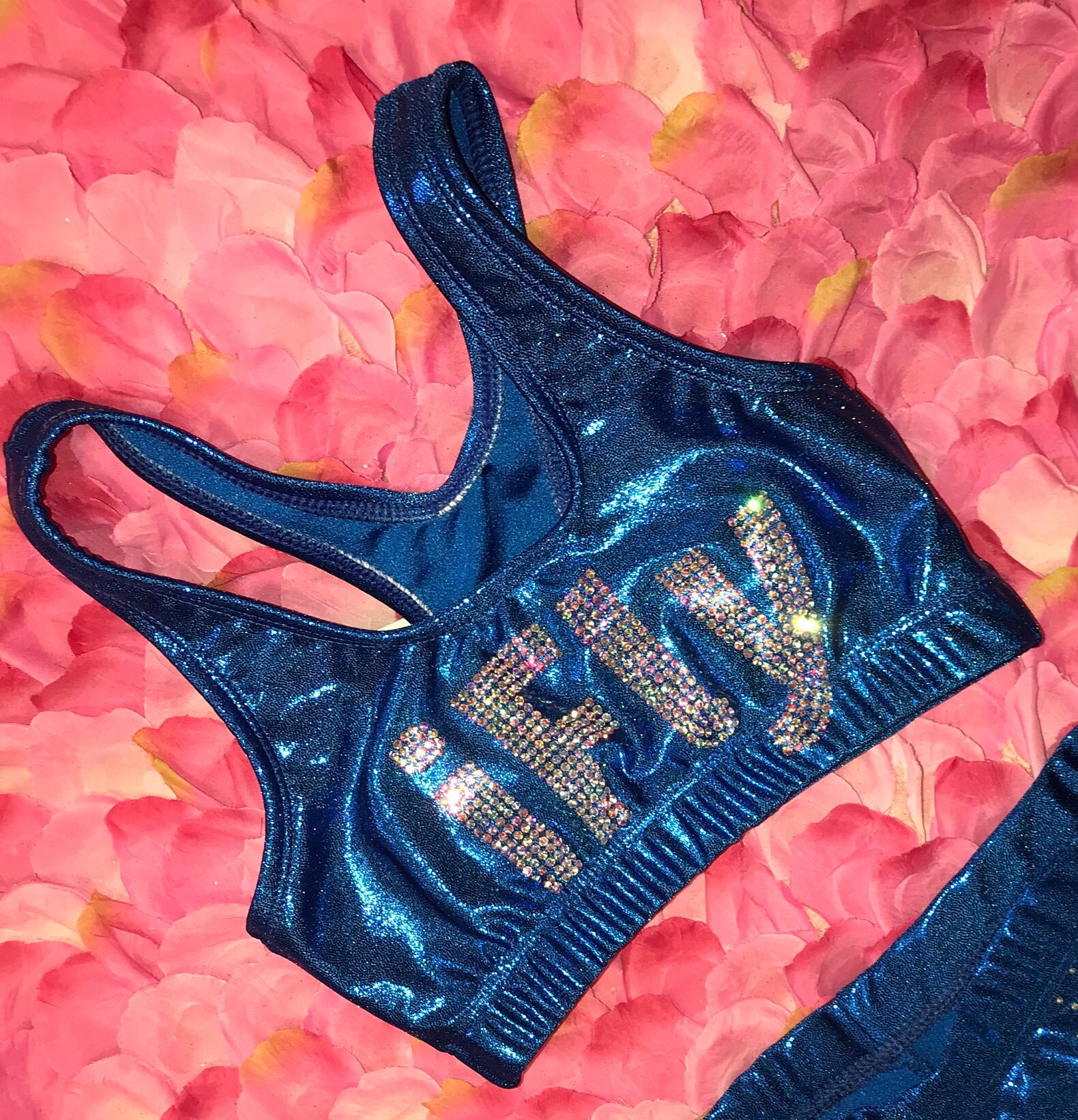 Blue Mystique Fabric AB Rhinestone Cheer/ Dance Separates - Etsy