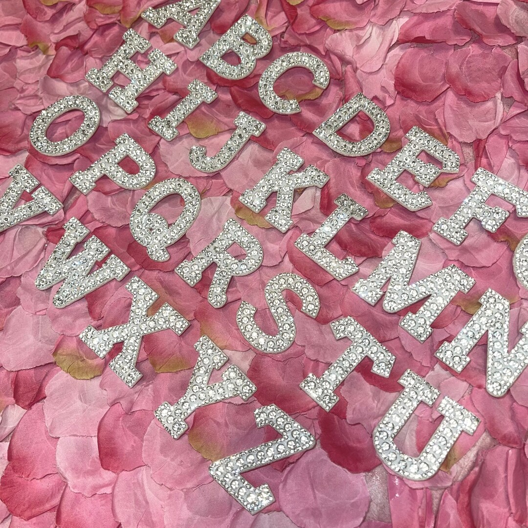 Individual Letters in White With Clear Rhinestones- Alphabet Letters ...