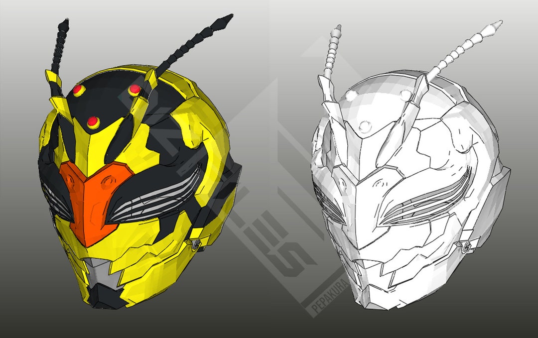Shin Kamen Rider Bee Aug Helmet Pepakura Foam Templates - Etsy UK