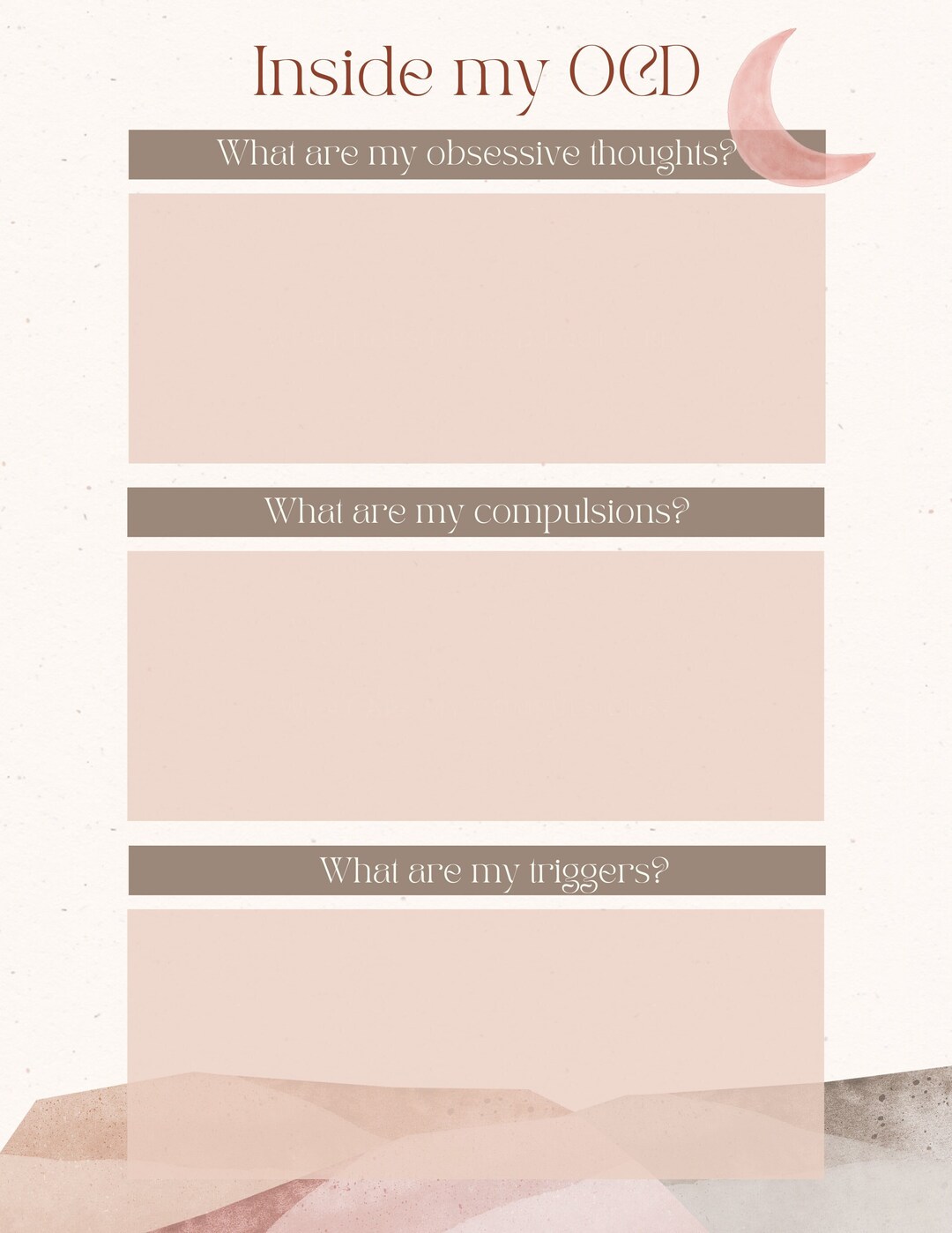 Digital PRINTABLE Adult OCD Workbook, Journal, Organizer, Daily Planner ...