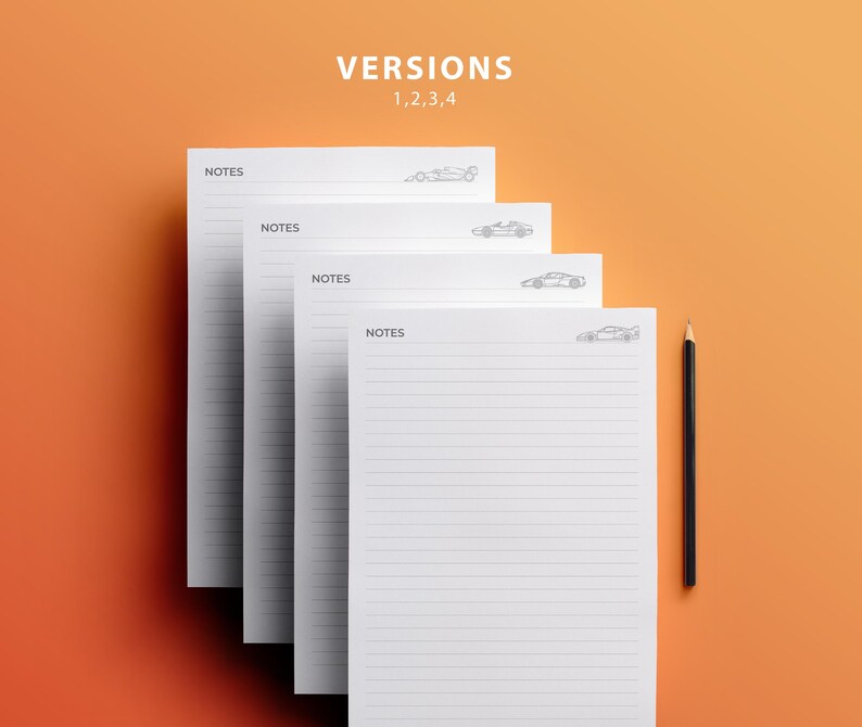 Printable Car Illustration Notes Pages, A4/a5/letter/half Size (instant ...