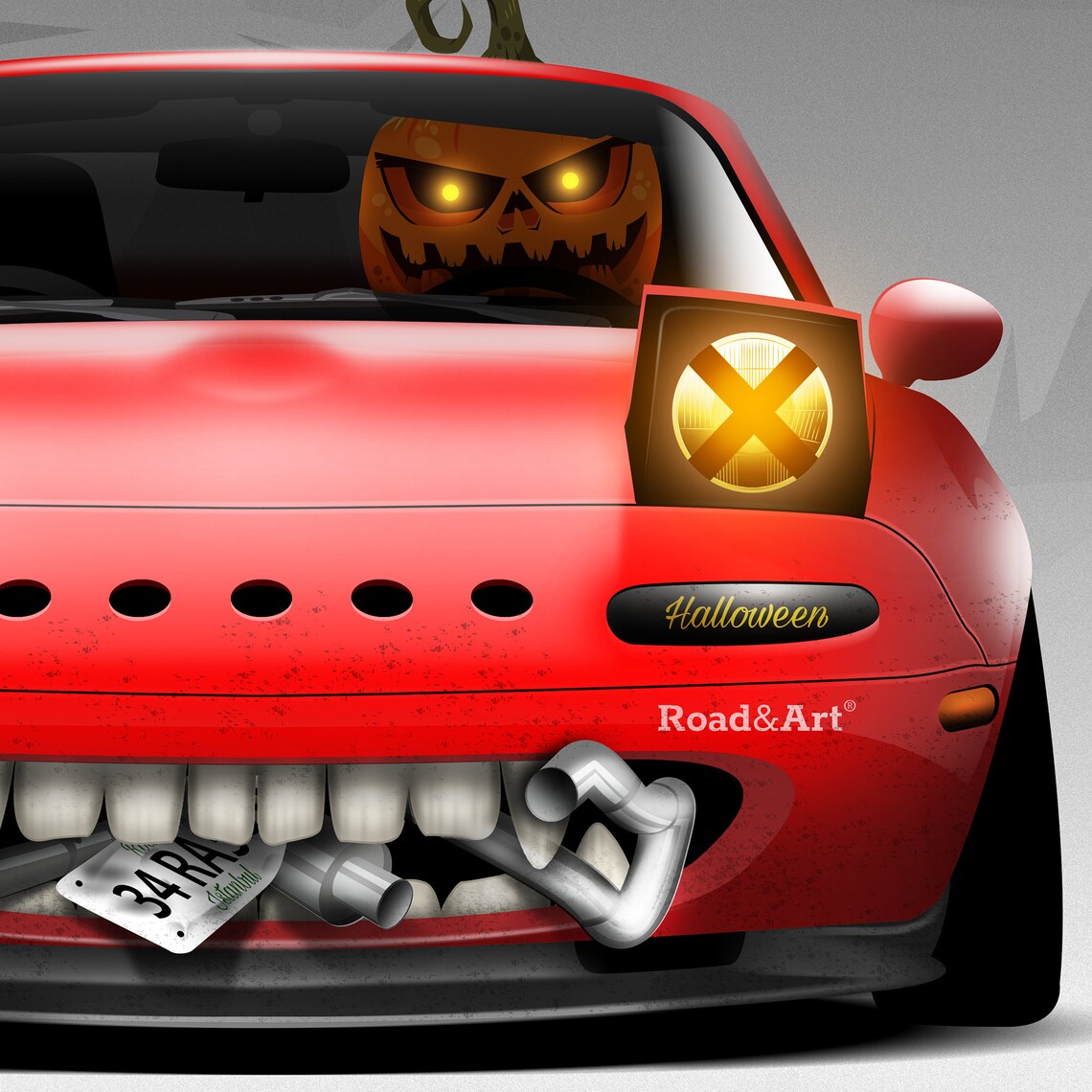 Halloween Mazda Miata Poster – Vintage Car Wall Art Print - Etsy