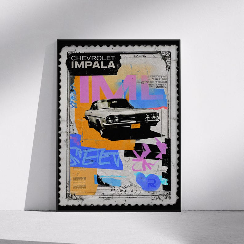 Chevrolet Impala Street Art Print – Urban Collage Car Poster (digital ...