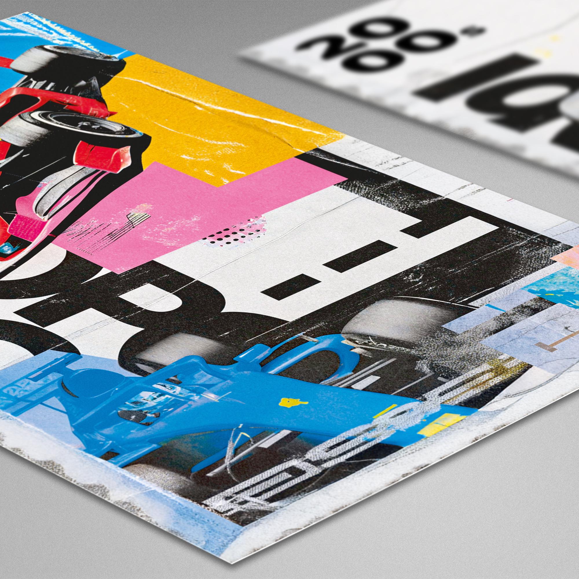 Formula 1 Racing Car Poster, Modern Collage F1 Wall Art, Digital ...