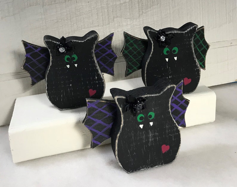 Cute Wood Bat Mini Wood Bat Halloween Wood Decor Holiday | Etsy