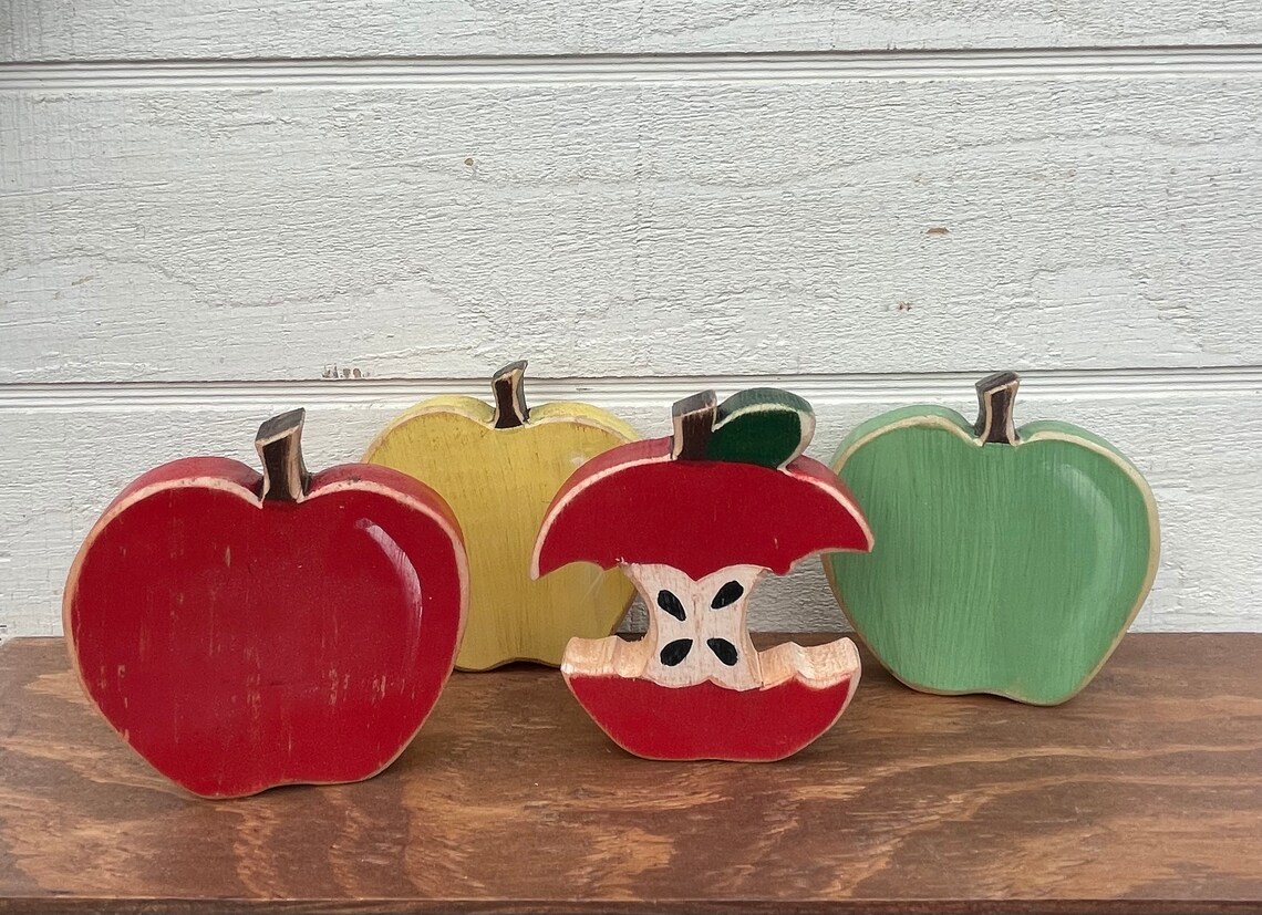 Wood Apple Wooden Apple Decor Wooden Fruit Decor Apple | Etsy
