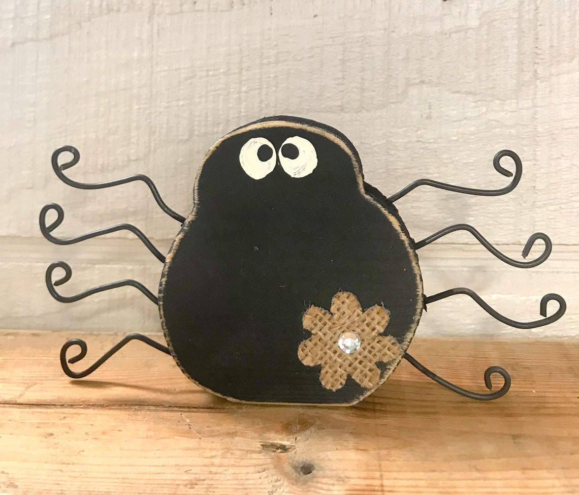 Cute Wood Spider Mini Wood Spider Halloween Wood Decor | Etsy
