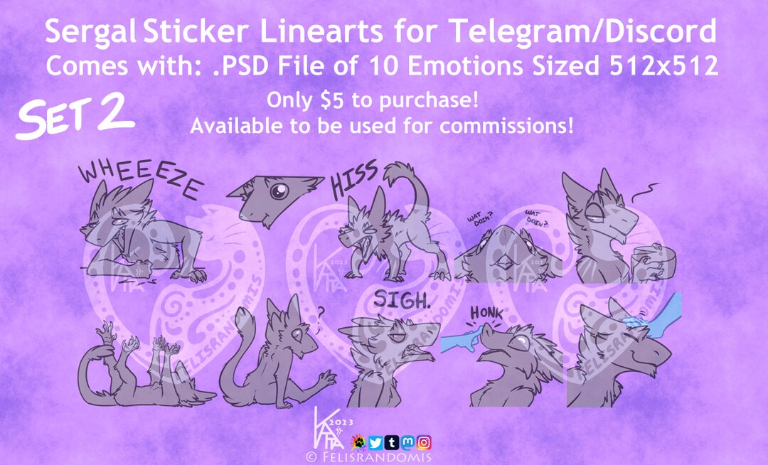 READ DISCLAIMER Character OC Digital Art Sergal Stickers Base Set 2 - Etsy