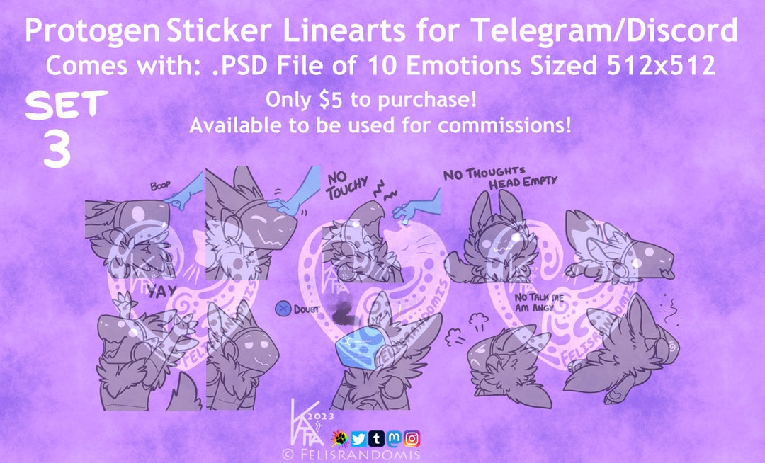 READ DISCLAIMER Character Digital Art SET 3 Protogen Stickers Base ...