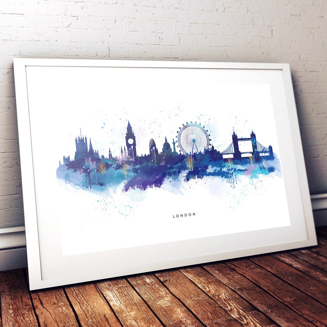 London Skyline, Watercolour Print, London Poster, CANVAS Art Office ...