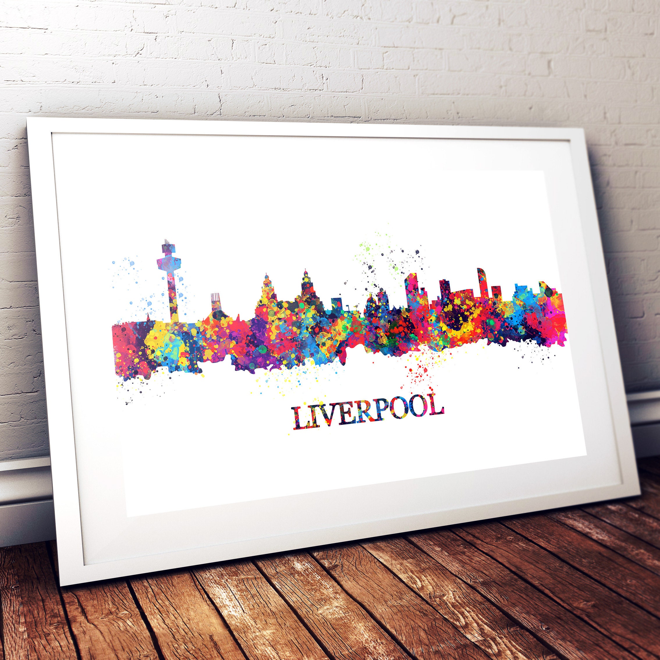 Liverpool Skyline Print, Paint Splatter Art Print, Watercolour Print ...