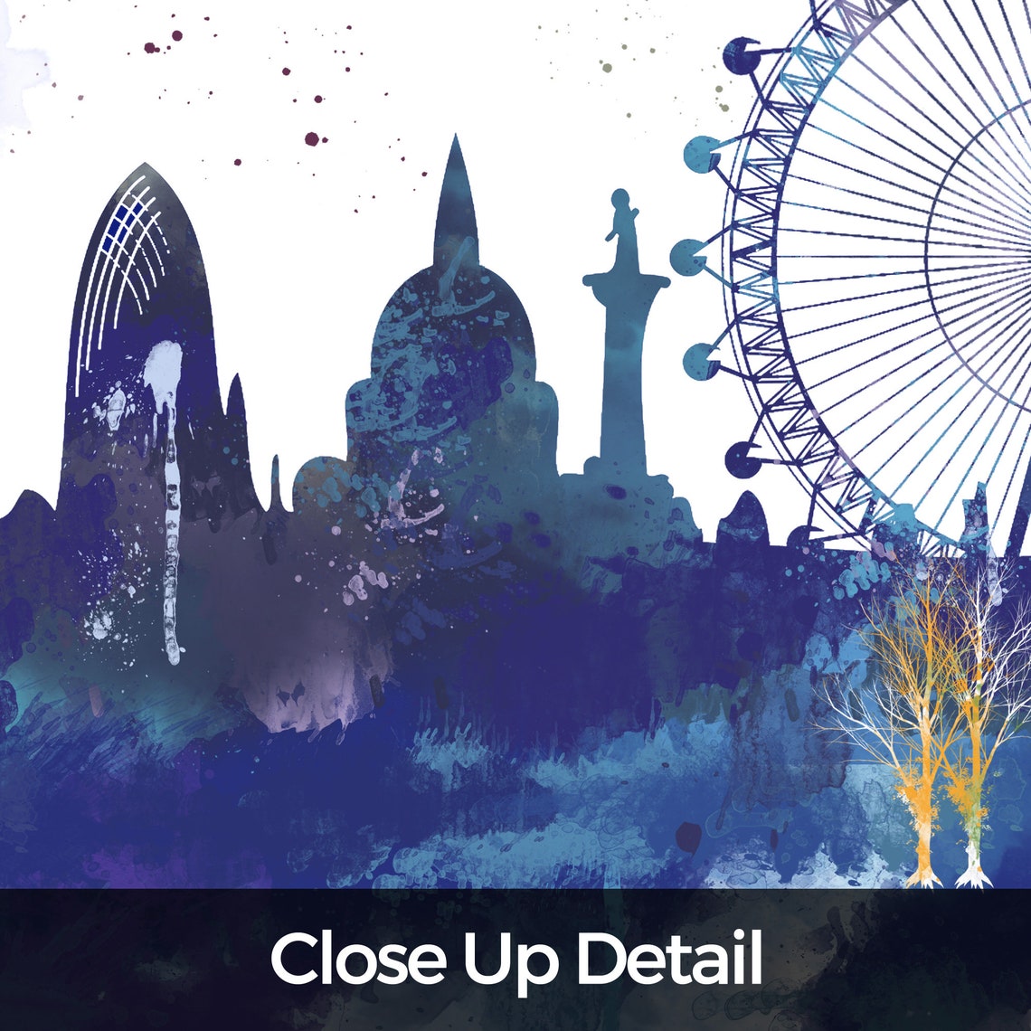 London Skyline Canvas Blue on White Background Cityscape - Etsy UK