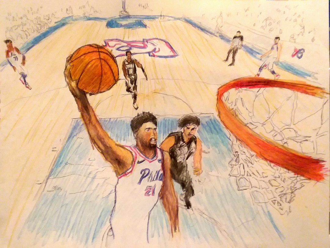 Joel Embiid of the 76ers Pencil Sketch - Etsy