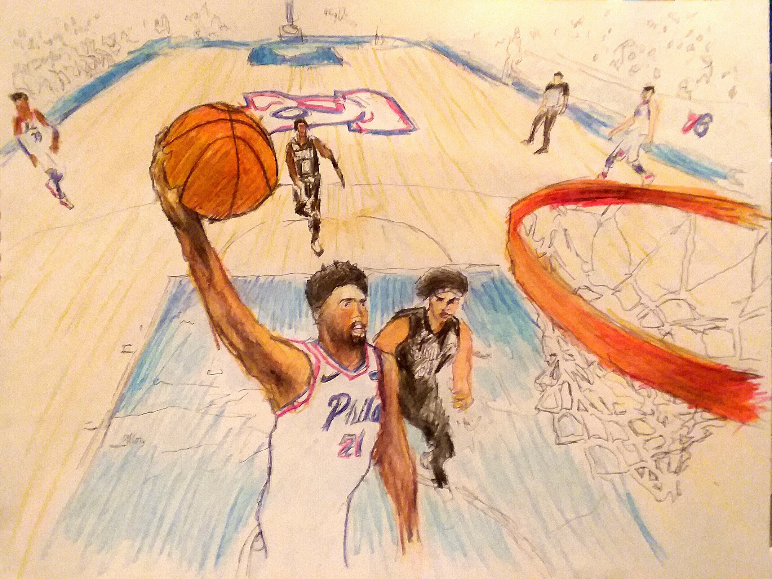 Joel Embiid of the 76ers Pencil Sketch - Etsy