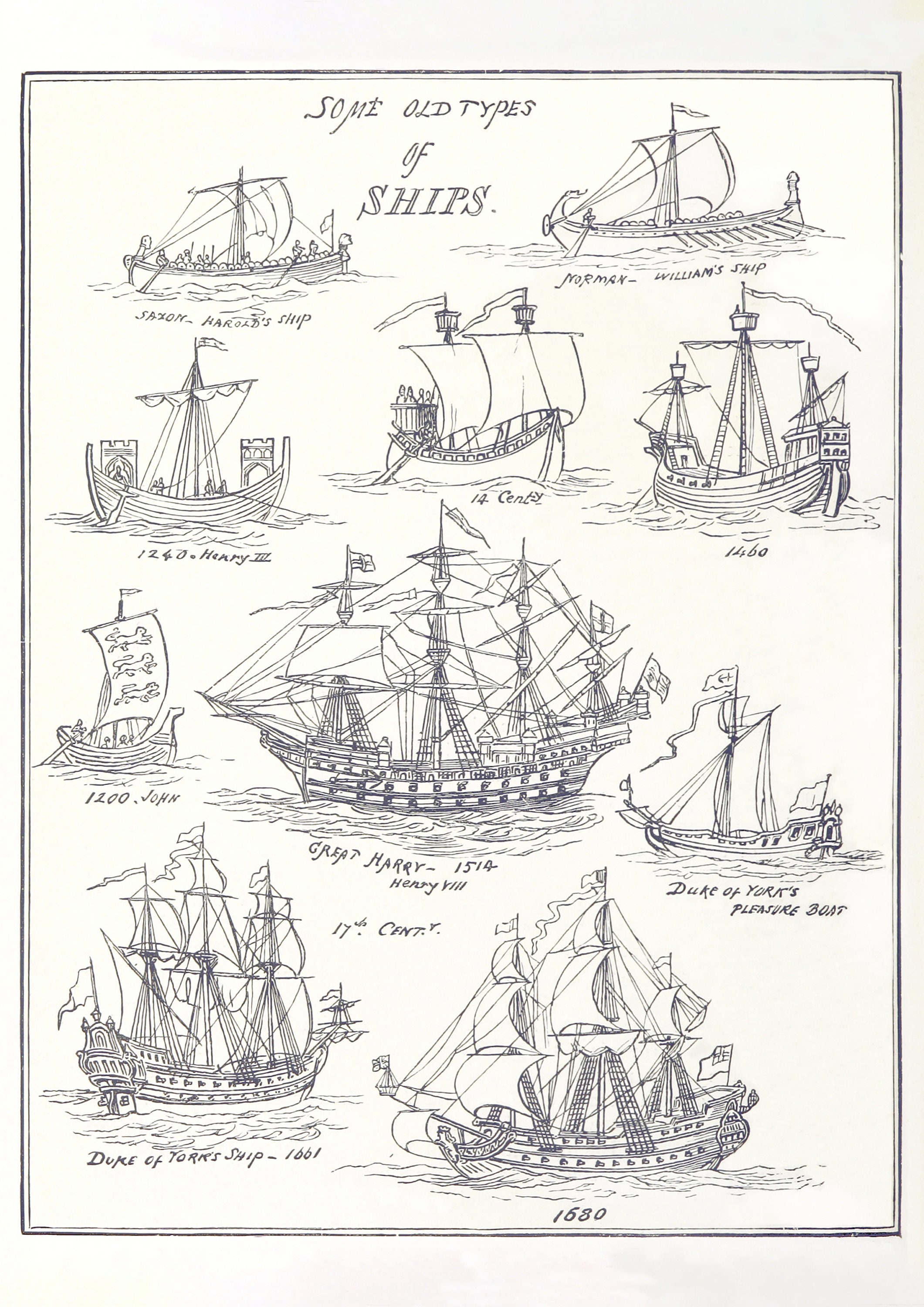 Old Types of Ships Vintage Wall Art Poster Print, Framed / Unframed ...