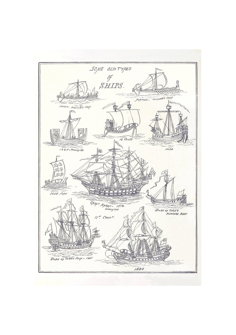Old Types of Ships Vintage Wall Art Poster Print, Framed / Unframed ...