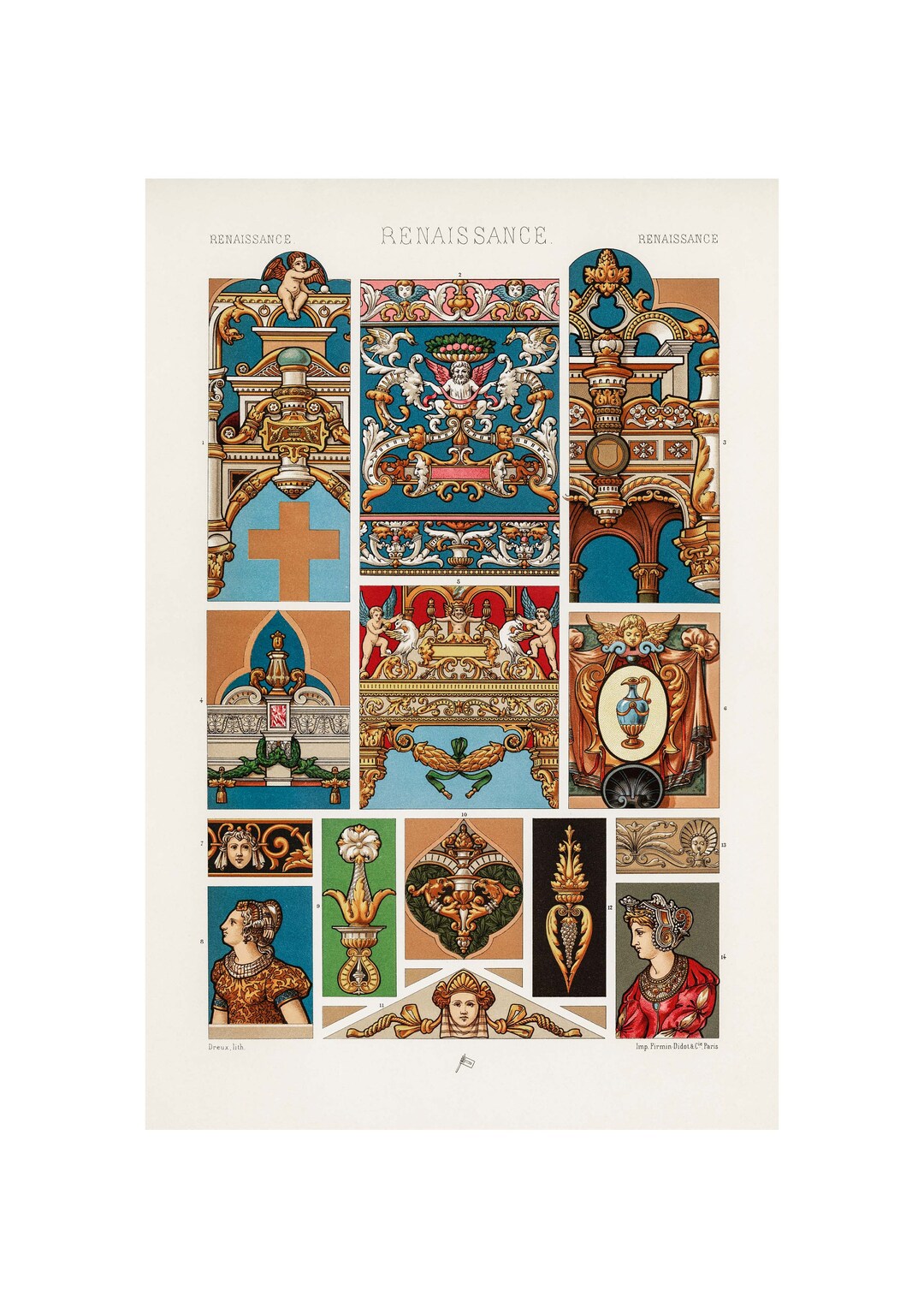 Renaissance Architectural Ornament Print: Albert Racinet Poster - Etsy