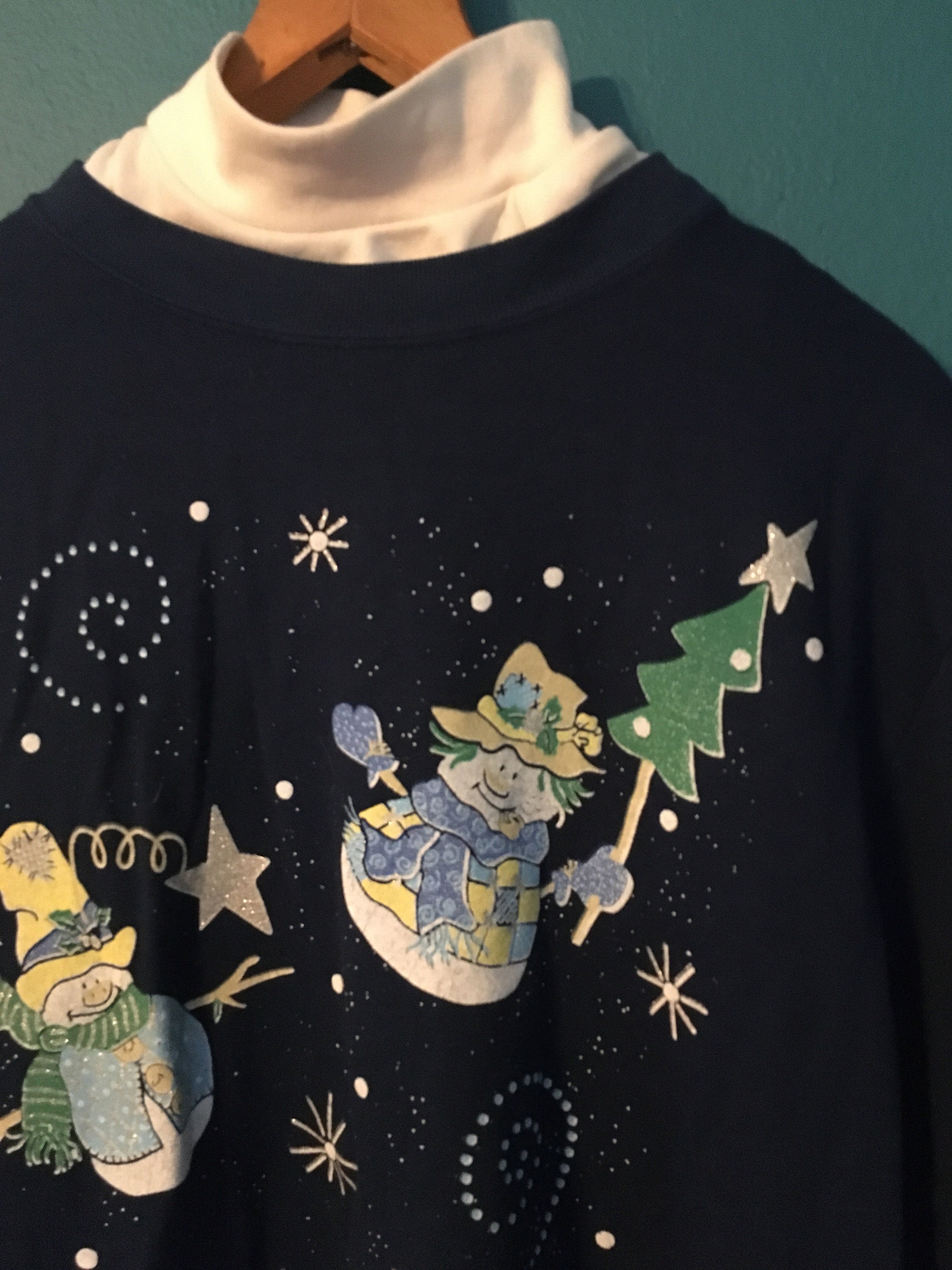 90s/y2k Vintage Dancing Snowman Christmas Sweatshirt, Mock Neck, Purple ...