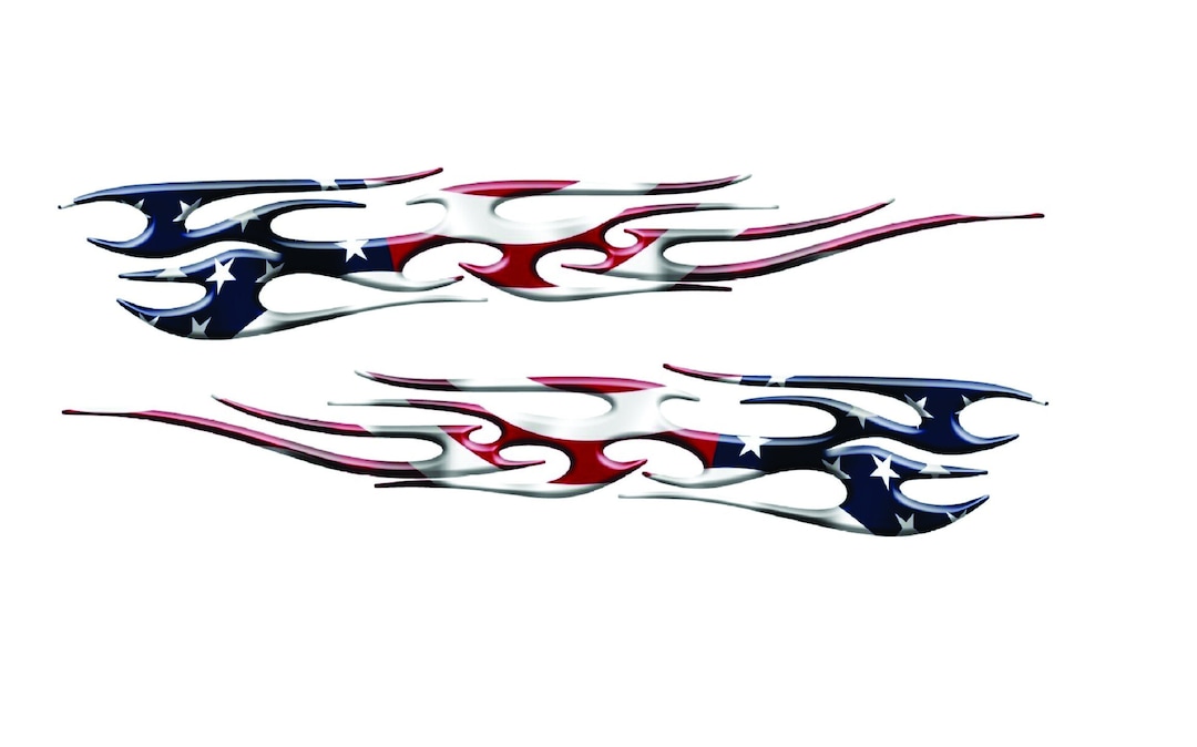SIZES VARY USA America Flag Flames Fire Vinyl Auto Vehicle Wrap Boat ...