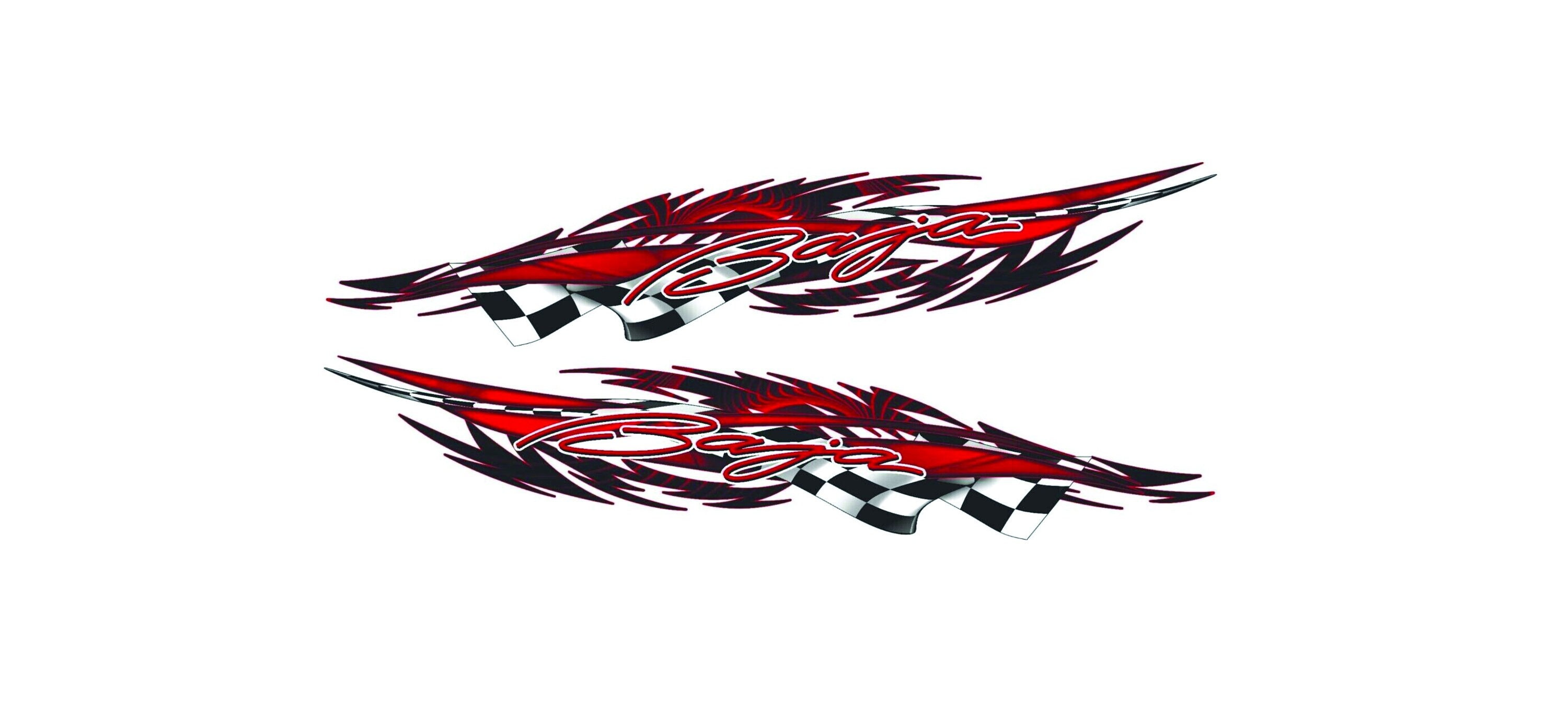 SIZES VARY BAJA Checkered Flag Fire Vinyl Auto Vehicle Wrap Boat Car ...