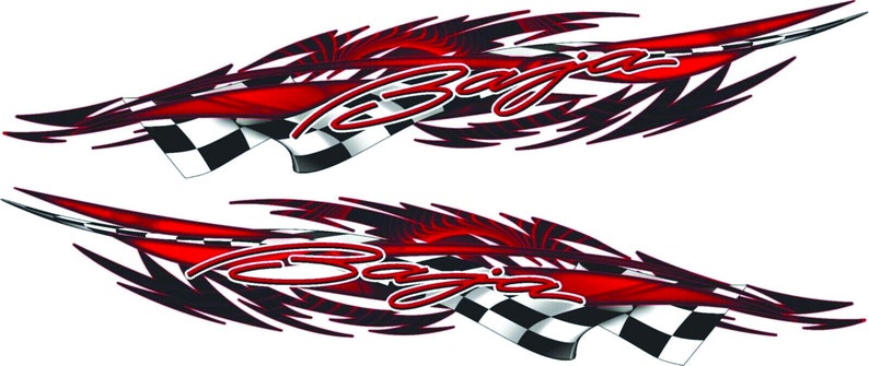 SIZES VARY BAJA Checkered Flag Fire Vinyl Auto Vehicle Wrap Boat Car ...