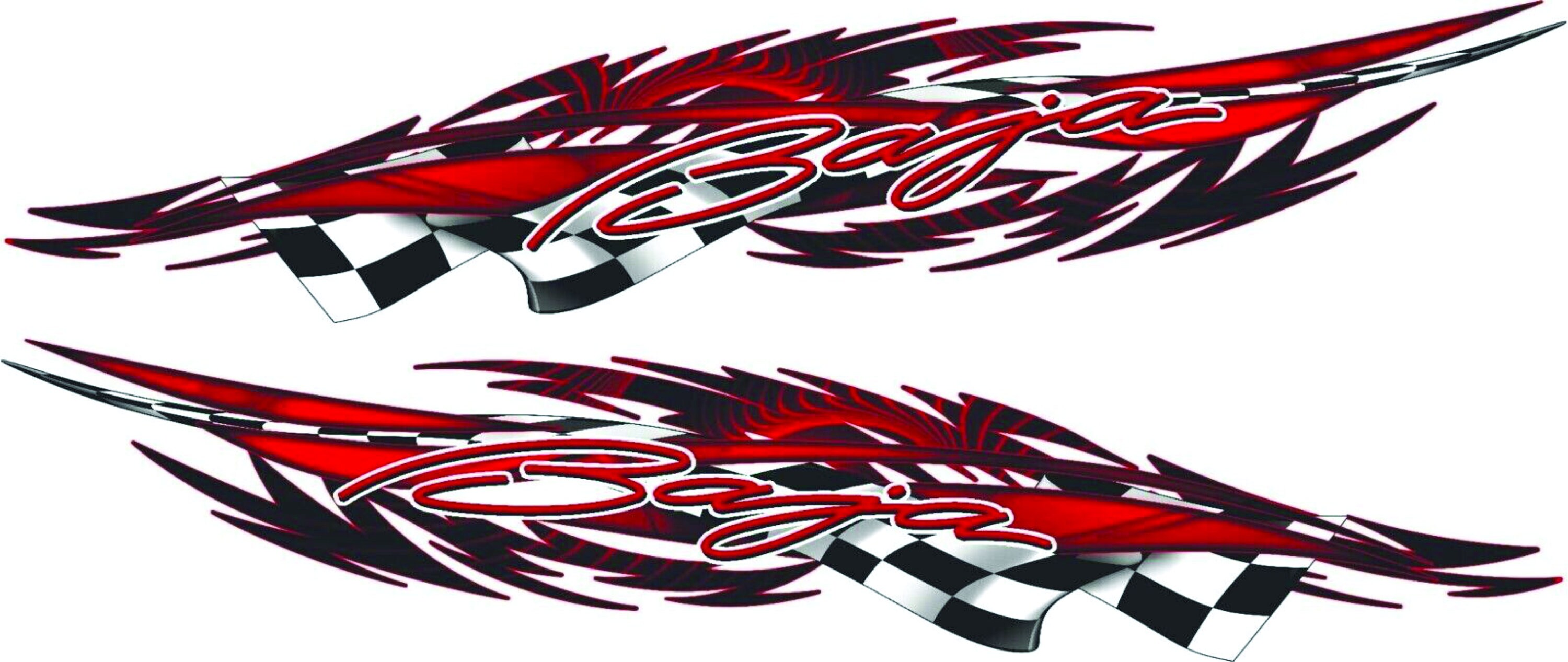 SIZES VARY BAJA Checkered Flag Fire Vinyl Auto Vehicle Wrap Boat Car ...