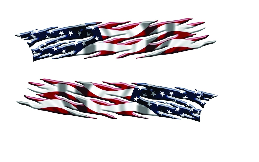 SIZES VARY USA America Ripped Flag Vinyl Vehicle Wrap Boat Car Truck ...
