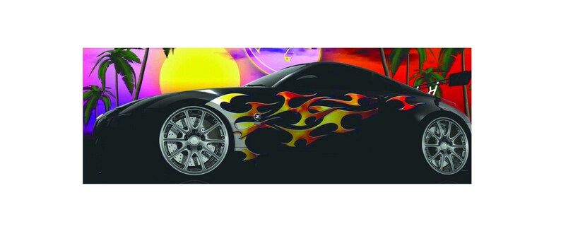 SIZES VARY Fire Flames Vinyl Vehicle Wrap Boat Car Truck Graphics ...