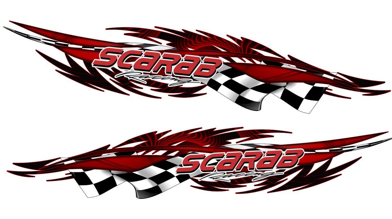 SIZES VARY SCARAB Checkered Flag Fire Vinyl Auto Vehicle Wrap Boat Car ...