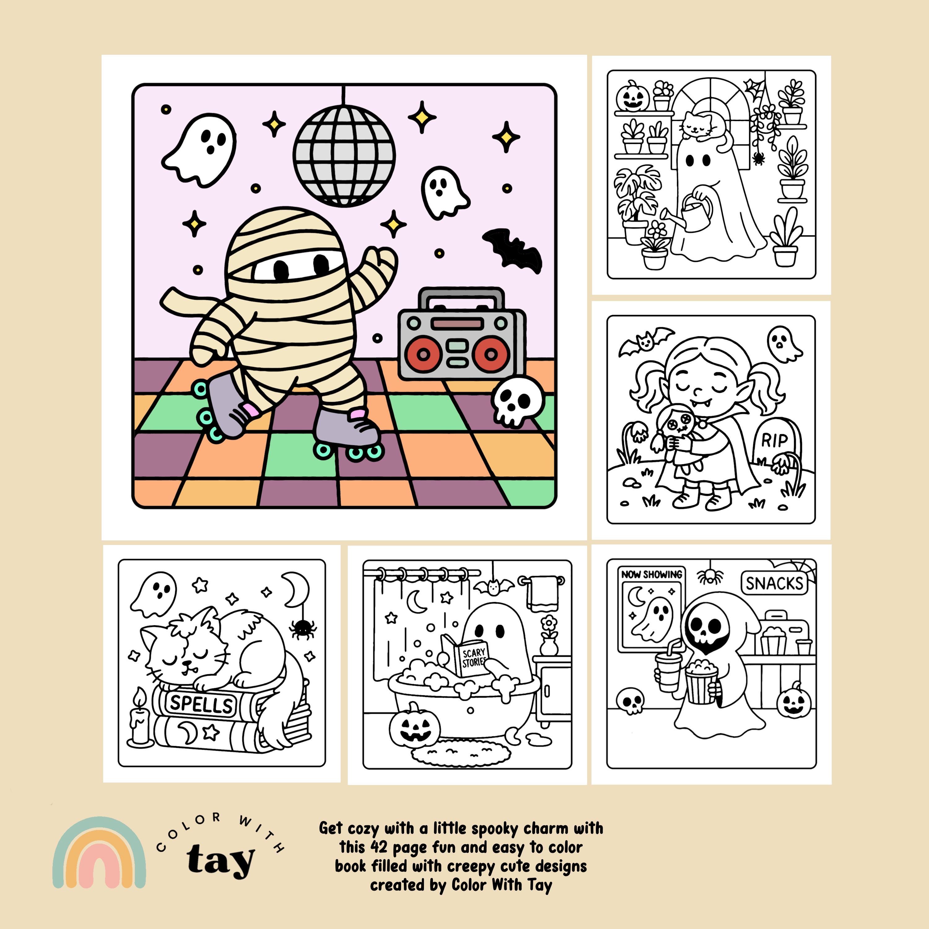 Comfy Spooky: 42 Page Cozy Coloring Book of Adorable Creepy Characters ...