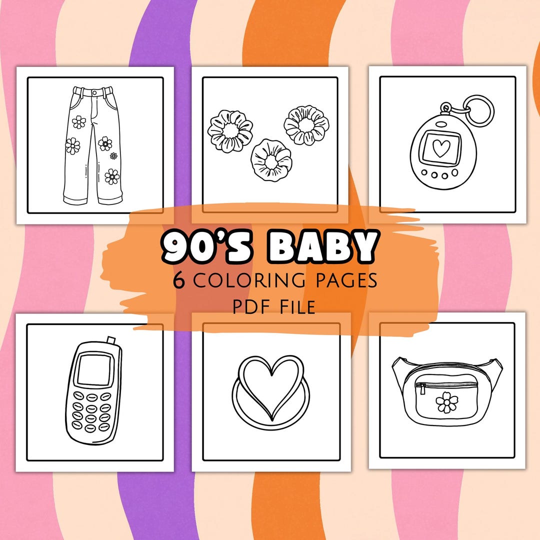 90's Baby Adult Coloring Pages Coloring Books Flower Jeans Keychain Toy ...